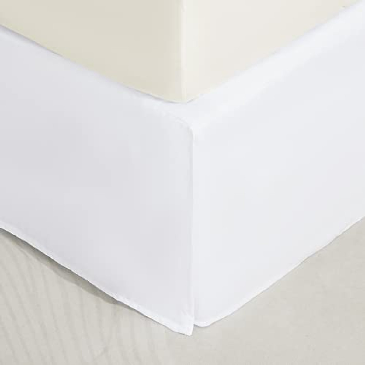 SONIVE Premium Bed Skirt Solid with Pleated Dust Ruffle 15-Inch Drop Easy to Put in Shrink Free and Fade Resistant (White, Queen)