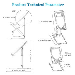 Universal Cell Phone Stand, Foldable Upgraded Cell Phone Tablet Desktop Stand Holder, Angle Height Adjustable Phone Cradle Dock Compatible for iPhone/Mobile Phone/iPad/Tablets/Device of 4-13 Inch