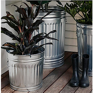 Generic Galvanized Steel Trash Can - Trash Can with Lid - Galvanized Trash Can with Lid - Metal Trash Can - Outdoor Garbage Can with Lid -Steel, Gray - Pre-Galvanized Trash Can with Lid Round