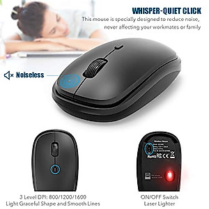 RATEL Wireless Keyboard and Mouse Combo Silent, 2.4GHz Ultra-Thin Full Sized Wireless Keyboard Mouse Set with USB Receiver for Computer, Desktop, PC, Notebook, Laptop (Black)