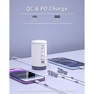 100W USB Tower Charging Station,5 Port USB C Charger Block for Multiple Devices iPhone 15/15 Plus/15 Pro/15 Pro Max/MacBook Air Pro/Samsung/Tablet (Purple)