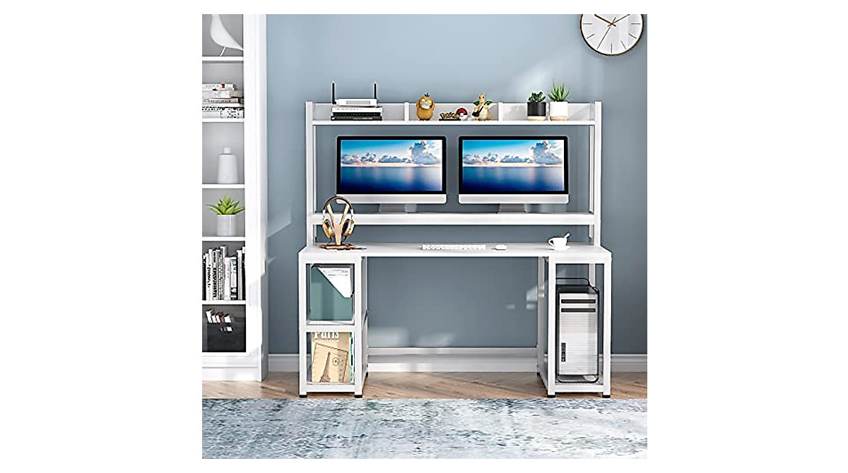 Tribesigns 55 Inch Computer Desk with Hutch & Storage