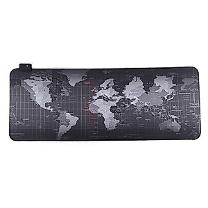 Ruiqas Gaming Mouse Pad RGB Mouse Pad Luminous Large World Map Mice Mat Waterproof Non- Slip Rubber Base 800x300
