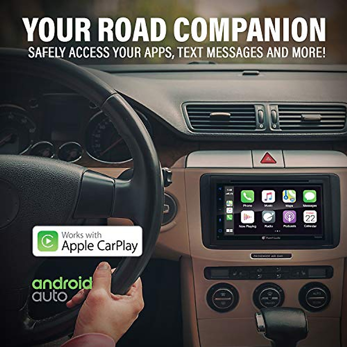 Planet Audio P9950CPA Apple Carplay Android Auto Car Multimedia Player - Double-Din, 6.75 Inch LCD Touchscreen, Bluetooth, MP3-DVD-CD-USB-Aux in, Am/FM Car Radio, Multi Color Illumination