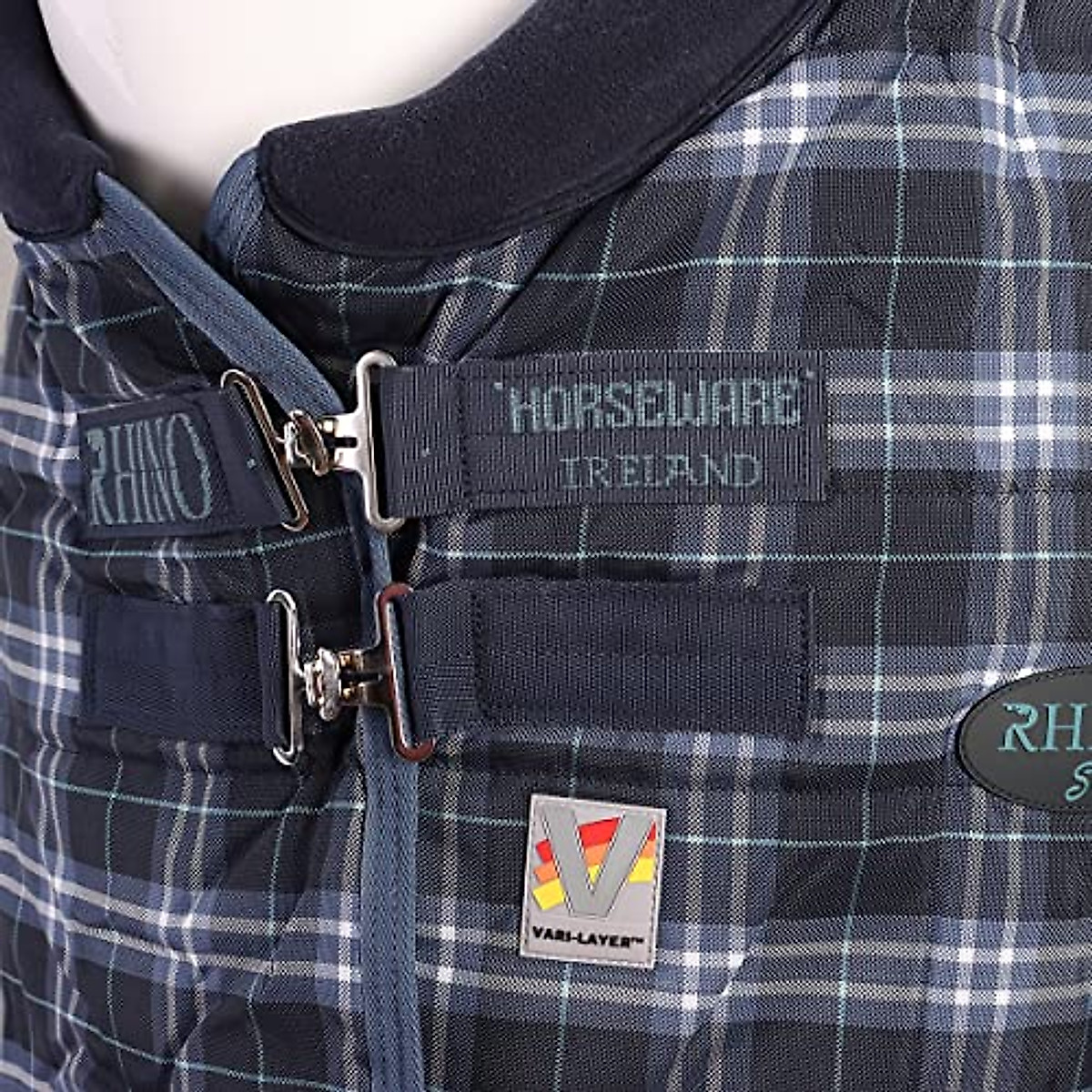 Horseware Ireland Rhino Vari-Layer Stable Blanket (250g Medium), Size: 78, Color: Navy Check (Indigo Trim)