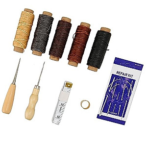Leather Repair Kit Tape Measure Waxed Thread Leather Working Kit DIY for Leather Craft