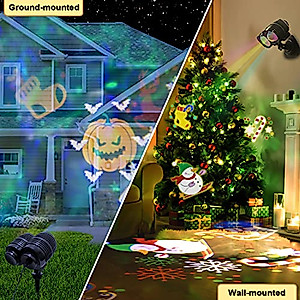 Christmas Dual Projector Lights Outdoor, Built in Vivid 24 HD Effects (3D Ocean Wave + Patterns) with IP65 Waterproof, RF Remote Control, Timer for Halloween Christmas Party Home Indoor Decorations