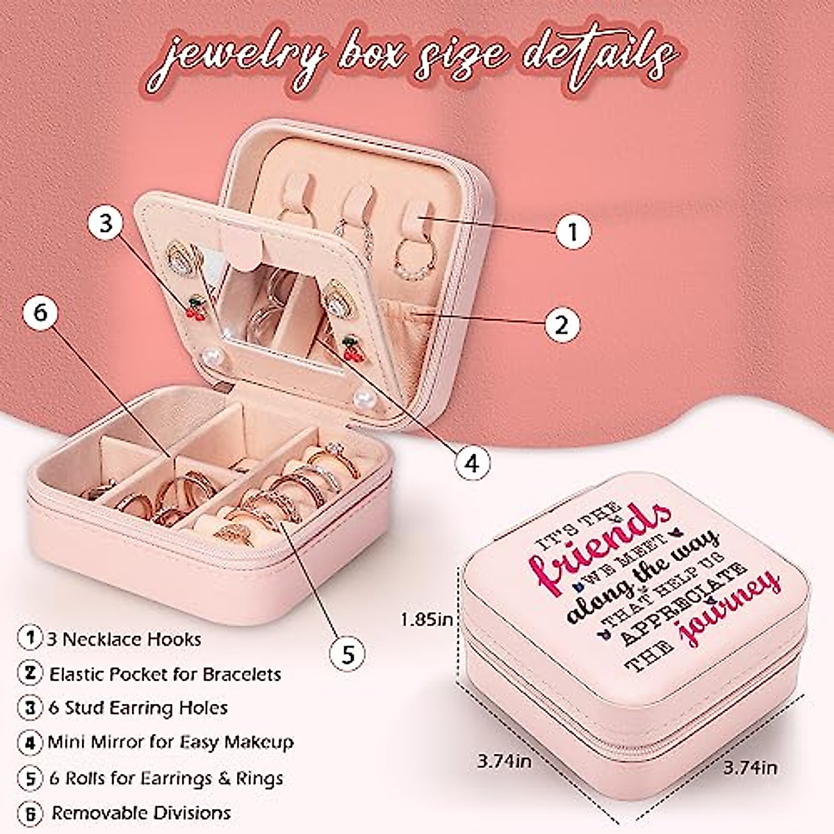 LEJIAJINW Friends Friendship Gifts for Women Female, Gifts for Bestie Best Friend, Friendship Birthday Gifts Ideas, Appreciation Gifts for Friends Jewelry Box, Travel Jewelry Case Organizer