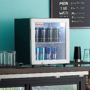 Generic Countertop Mini Refrigerator with LED Lighting, Adjustable Shelf, Locking Door, 24 Inch, Stainless Steel, Black/silver, CRG-2