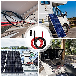 iGreely Solar Panel Extension Cable - 10 Feet 10AWG(6mm²) Solar Extension Cable with Female and Male Connector Solar Panel Wiring Wire Adapter (10FT Red + 10FT Black)