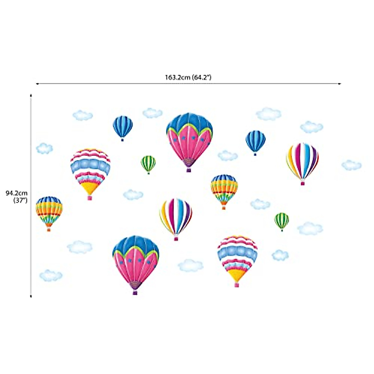 DECOWALL SG2-1301N2 12 Hot Air Balloons in The Sky Kids Wall Stickers Wall Decals Peel and Stick Removable Wall Stickers for Kids Nursery Bedroom Living Room d?cor
