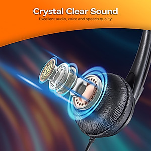 Telephone Headset with Microphone Noise Cancelling 2.5mm Jack, Ultra Light Binaural Wired Phone Headset Compatible with Panasonic AT&T Polycom Cisco SPA Grandstream Uniden Gigaset Zultys Desk Phone