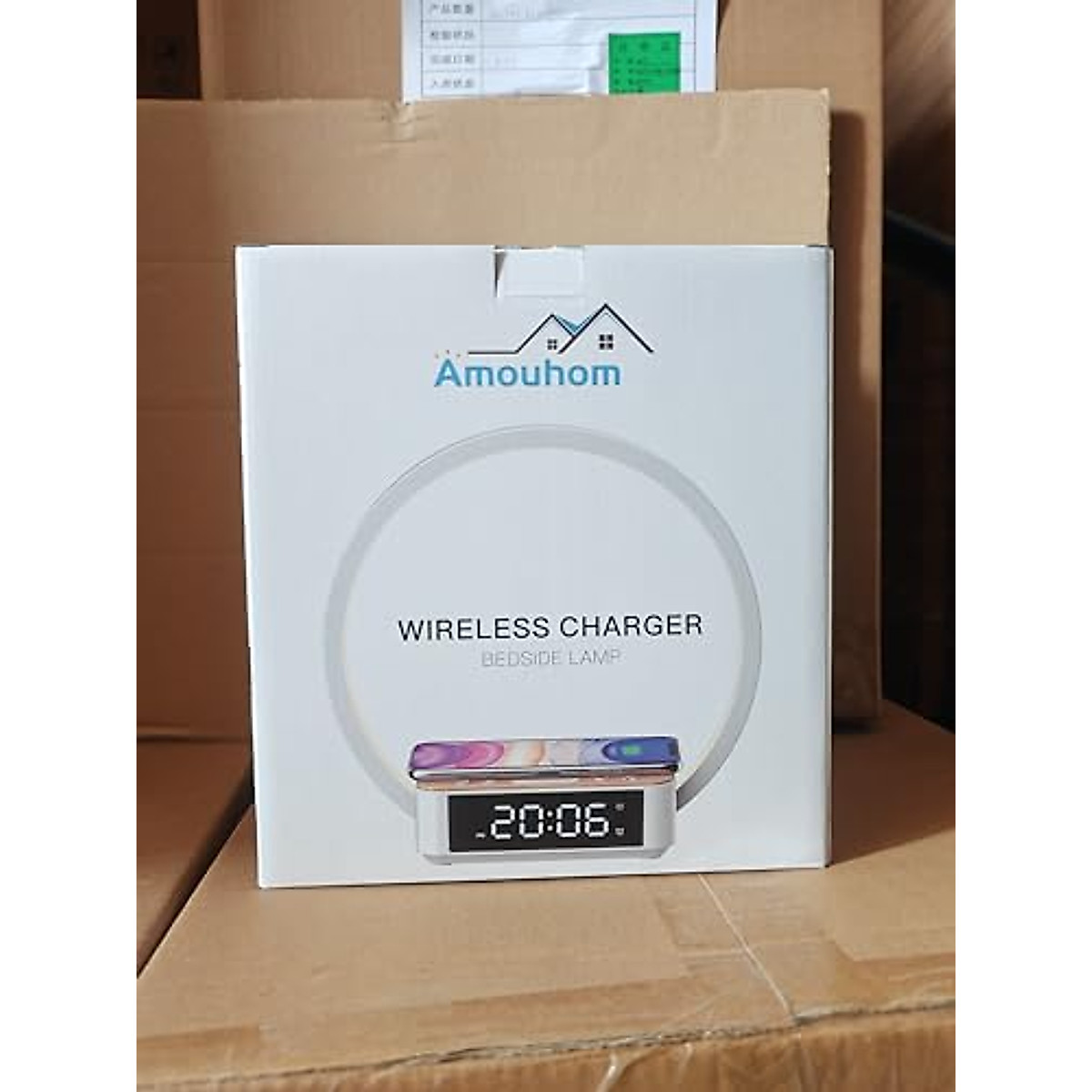 Amouhom Table Lamp, 18W Touch Lamp Alarm Clock with Wireless Charging Wake-Up Light, Digital Sonic 10W Max Qi Charger Nightstand Reading Lamps for Bedside, Reading, Home, Office