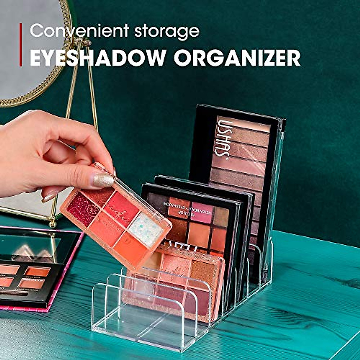 Acrylic Eyeshadow Palette Makeup Organizer - Bathroom Sink Vanity Trays, Accessories Storage Organizer Use for Closet, Shelf, Drawer, Sunglasses, Wallets - 7 Sections (small)