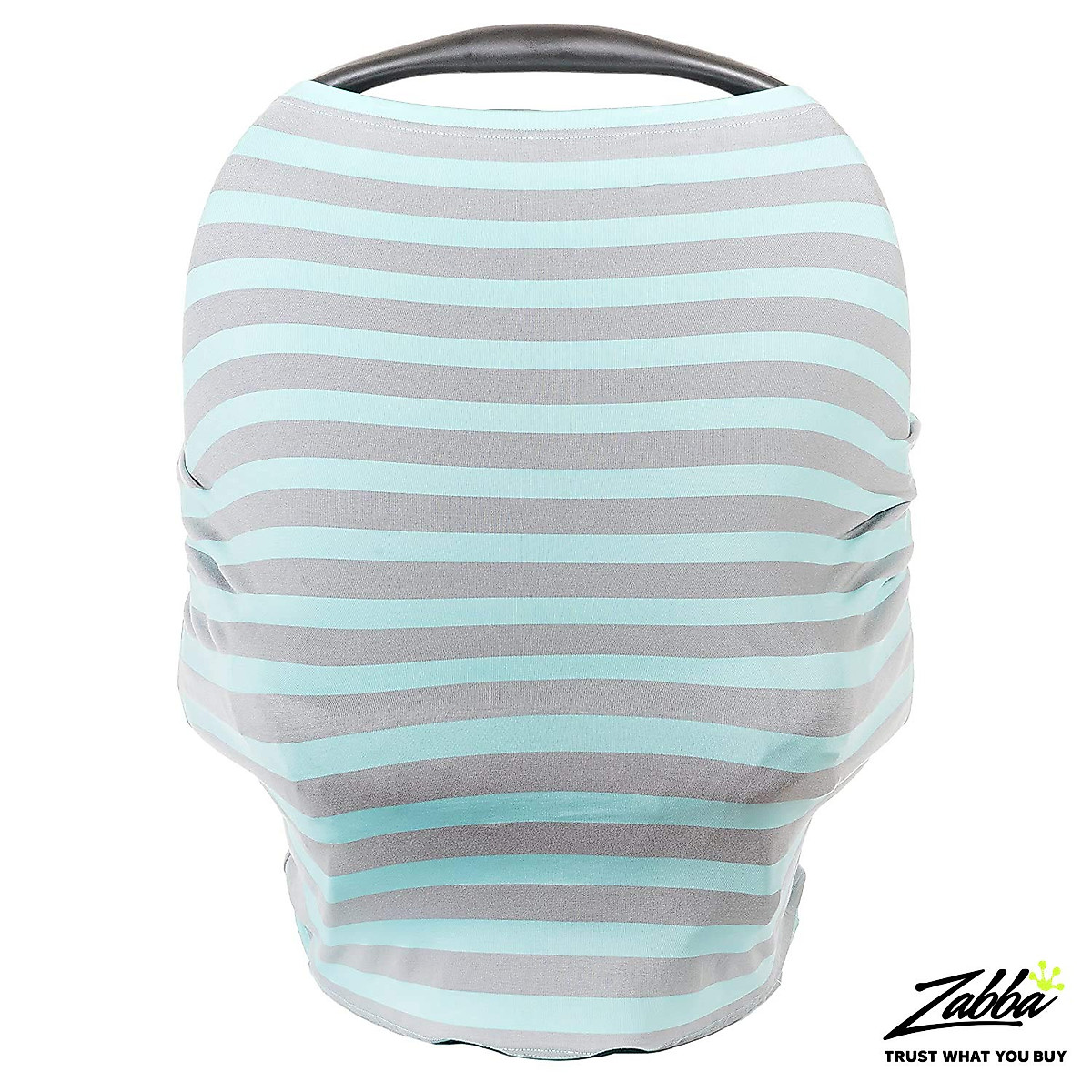 Car Seat Covers for Babies - Stretchy, Lightweight, and Extra Soft Nursing Cover - Multiuse - Covers Carseat, High Chairs, Shopping Carts - Bonus Infant Baby Beanie and Bag (Blue and Grey)