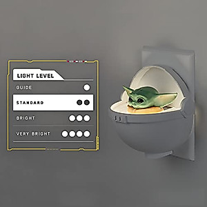 STAR WARS LED Night Light, Baby Yoda Floating Carrier, Plug-in, Dusk-to-Dawn Sensor, The Mandalorian, Grogu, UL-Certified, Cute Nightlight for Kids, Bedroom, Bathroom, Hallway, Game Room, 53234