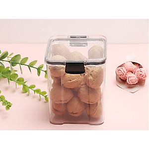 PQZKLDP 2pcs Airtight Food Storage Containers 0.95L(32.1OZ)- with Lids BPA Free Clear Plastic Kitchen and Pantry Organization Canisters for Cereal, Dry Food Flour & Sugar - Labels, Marker & Spoon Set