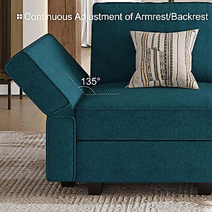 Belffin Modular Sectional Sleeper Sofa Couch Bed Oversized U Shaped Cocuh with Storage Convertible Sleeper Sofa Bed. Peacock Blue