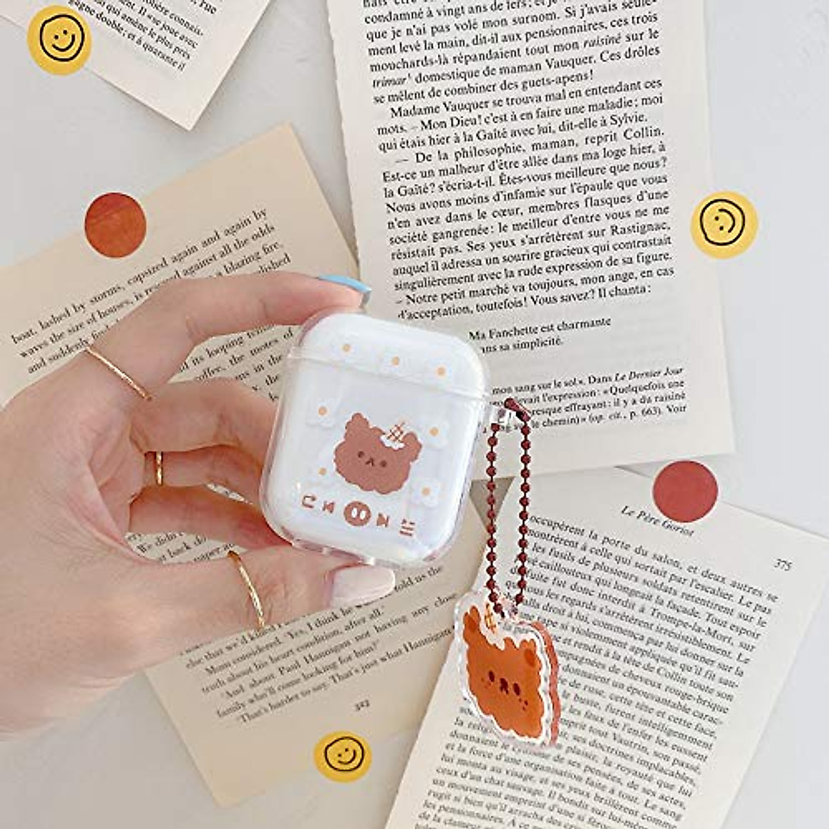 Ownest Compatible with AirPods Case with Cute Clear Girl Cartoons Animal Design Smooth Soft TPU Cover Case for Airpods 2 &1,Cute for Airpods-Bear