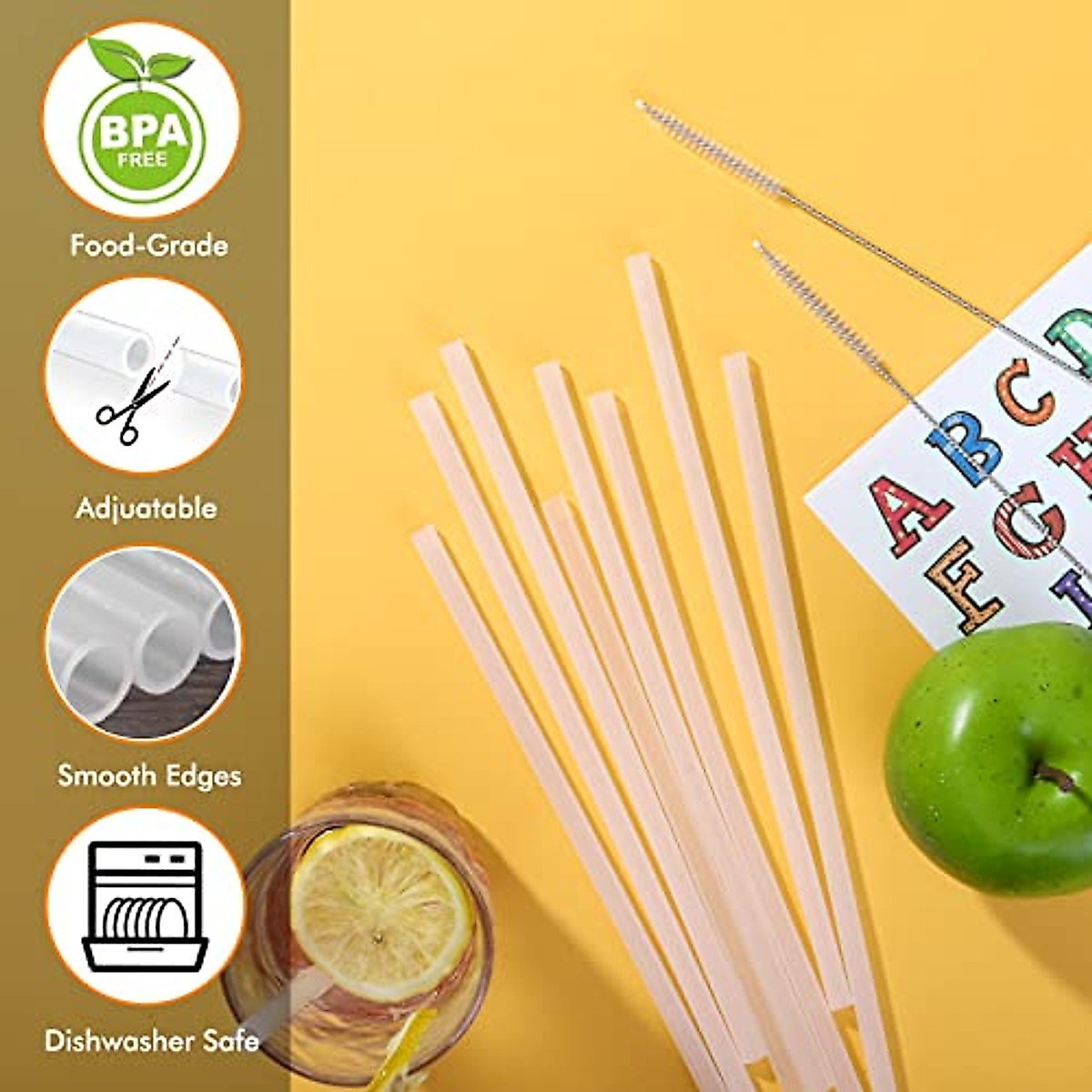 5 PCS Miracredo Replacement Straws for Simple Modern, Giotto, Thermoflask and More Water Flask, BPA Free Straws Fit Takeya Replacement Straw, Come with 2 Straw Cleaner Brushes