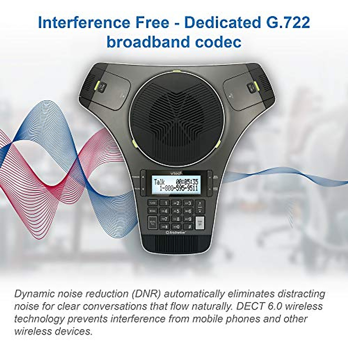 VTech VCS702 ErisStation DECT 6.0 Conference Phone with Two Wireless Mics using Orbitlink Wireless Technology