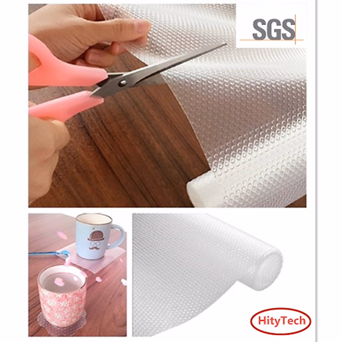 HityTech Shelf Liner, EVA Shelf Liners Can Be Cut Refrigerator Mats Fridge Cushion Liner Non-Adhesive Cupboard Liners Non-Slip Cabinet Drawer Table Liners - 59 x 17 3/4 in - Transparent