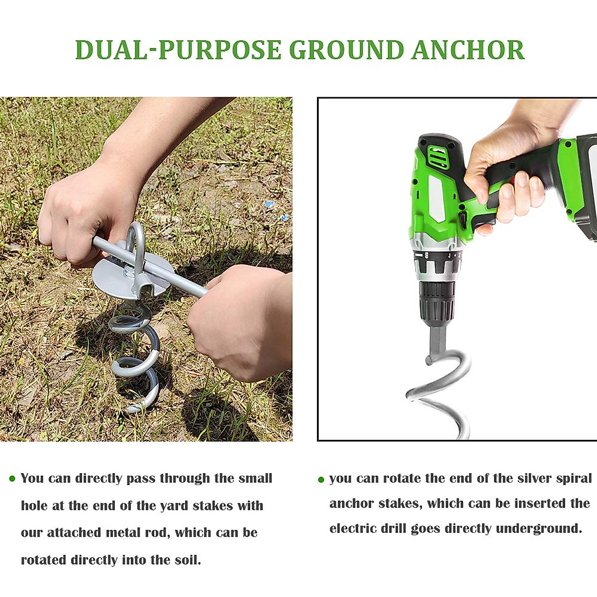 10.6 Inch Pack of 4 Folding Ring Spiral Ground Anchors - Silver Metal Spiral Stake Outdoor Heavy Duty Camping Stakes Spiraling Anchor Ground Anchors for Tent, Trampolines, Garden Fence, Sheds, Swings