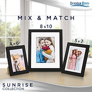 Icona Bay - 4x6 Black Picture Frame - Painted Solid One-Piece Wood Composite, Modern Farmhouse - Sunrise Collection