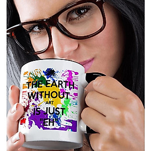 3dRose Ceramic The Earth Without Art is just eh Mug, 1 Count (Pack of 1), Black