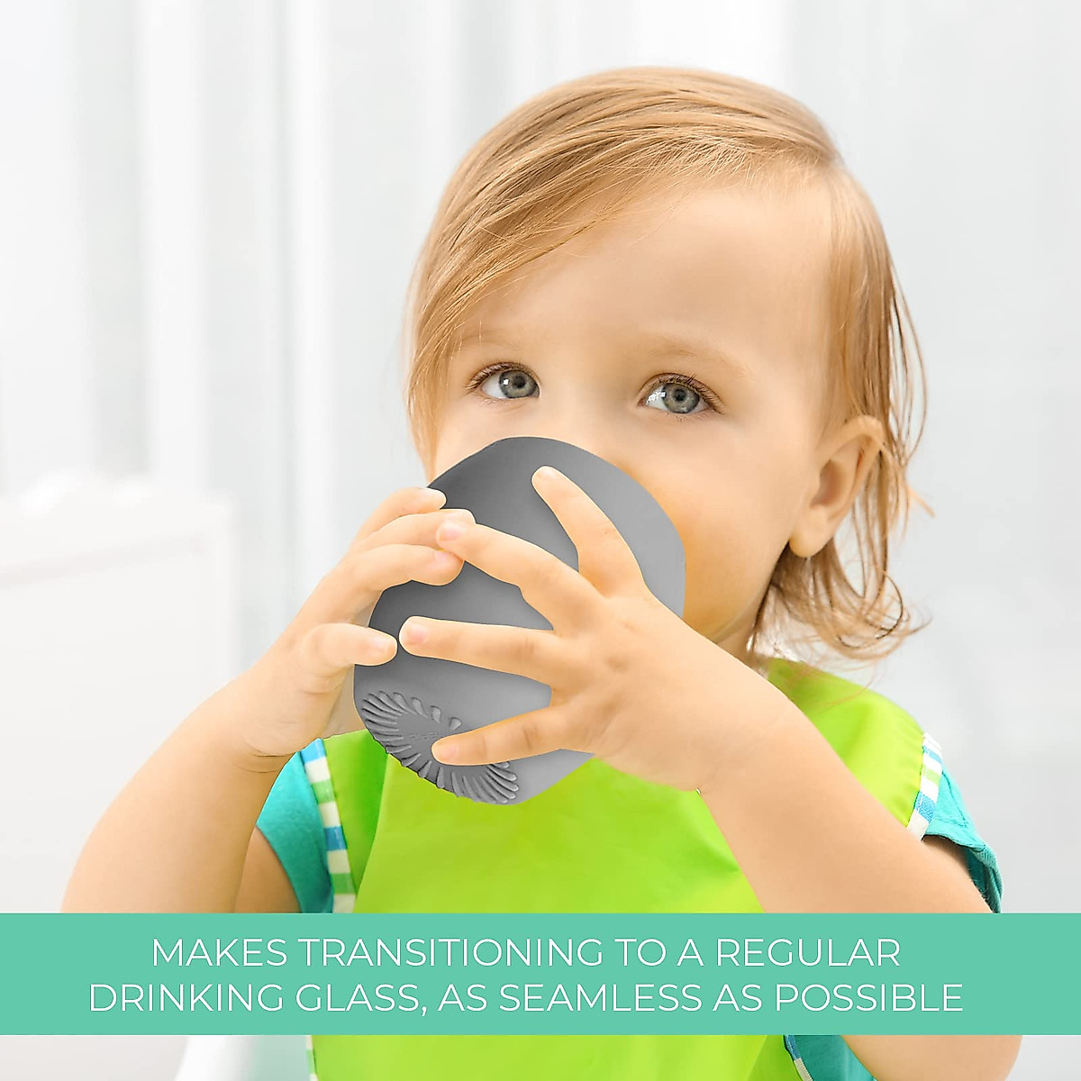 Sperric Silicone Mini Cups For Toddlers Baby Drinking Training Cup (2 Pack) 4.5 OZ (Light Blue/Cool Gray)