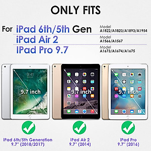 HXCASEAC Case for iPad Pro 9.7, Air 2, 9.7 inch 6th/5th Gen 2018/2017/2016/2014 with Screen Protector/Pencil Holder/ 360 Rotating Hand Strap Stand, Full Body Protective Cover for iPad 9.7 - Black