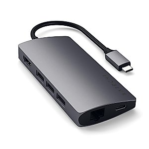 Satechi USB C Hub Multiport Adapter V2, USB C Docking Station with 4K HDMI, 60W USB C PD Charging, 3 USB-A, Ethernet, Micro/SD Card Readers, for MacBook Pro/Air M1 M2 M3, Windows - Space Gray