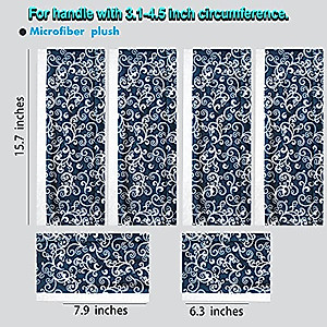 Volecy Refrigerator Door Handle Covers, Set of 6 Washable Cloth Decor Keep Appliance Clean for Fridge Microwave Stove Dishwasher Bathroom Catch All Stains Dust Dirty Fingerprints (Navy Blue Velvet)