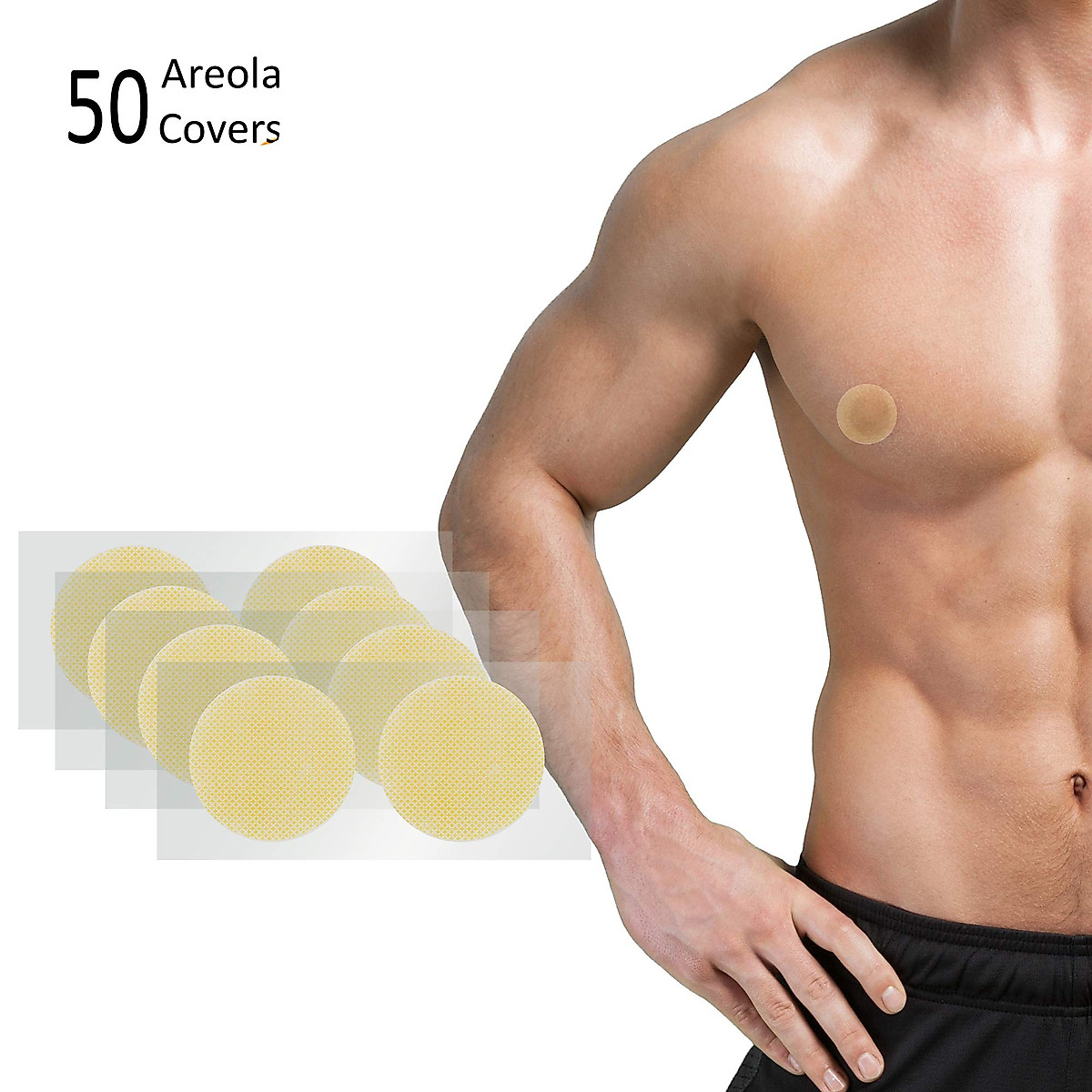 Confidence Bodywear Men’s Nipple Covers - Gynecomastia Concealment, Hypoallergenic Adhesive, 50-Pack