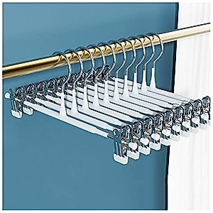 XINGAKA 10 Pack Heavy Duty Pants Skirt Hanger with Clip,Rubber Cover Metal Non Slip Hanger 360 Swivel Hook Saving Space Clothing Hanger,White