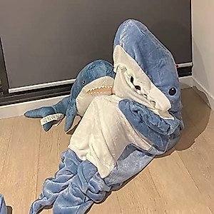 Shark Blanket Adult,Comfy Shark Blanket Hoodie,Super Soft Cozy Flannel Hoodie Wearable Shark Blanket Sleeping Bag,Shark Onesie Blanket((L),67 inches)