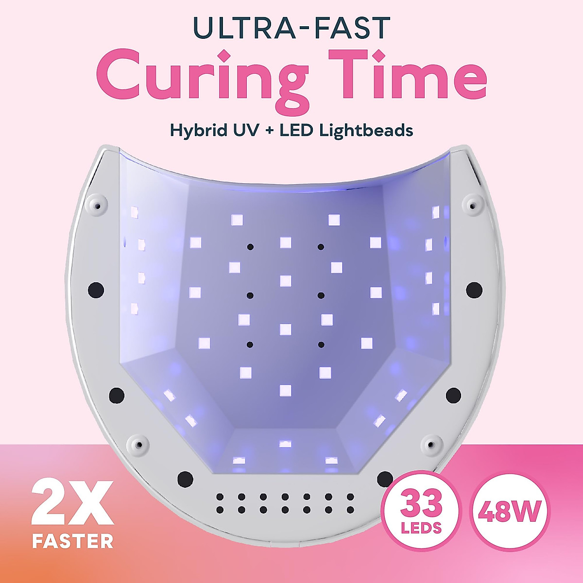 SUNUV SUN2C 48W UV Light for Nails, UV LED Nail Lamp with 4 Timer Settings, Curing Lights Compatible with All Gel Polish Rose