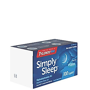 Simply Sleep Nighttime Sleep Aid Caplets with 25 mg Diphenhydramine HCl, Non-Habit Forming, 100 ct