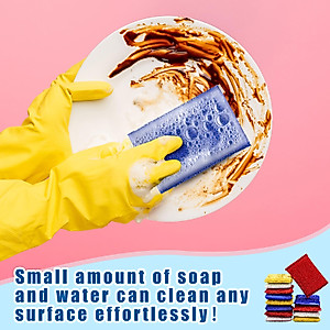 Dandat 40 Pack Steel Dish Sponge Bulk Scrub Sponge Multipurpose Kitchen Scrub Sponges Non Scratch Sponges for Household Cleaning, Dishes, Bathroom, Car, Gold Silver Blue Red