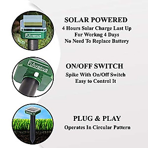 Solar Mole Repeller Ultrasonic Outdoor - Pest Control Rodent Repellent - Groundhog Repellent Snake Rodent Gopher Spikes Chaser Pest Control (4)