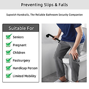 Supwish Handicap Grab Bars for Shower 16 Inch Black, 2 Pack Bathroom Grab Bars for Wall Toilet Bathtub, Shower Bars Safety Hand Rail Support Handle - Shower Grab Bars for Seniors Elderly Disabled