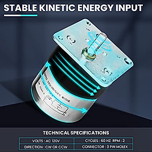 SRV7000-670 Auger Feed Motor Replacement for pelpro PP130, PP130-B, PP130-RF, PP60, PP60-RF, PP70, PP150,PPC90, TSC90 Pellet Stove, 2RPM Synchronous Auger Feed Motor.