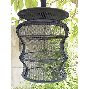Natural Buy 9 Inch 3 Level MICRO Hanging Dry Net Indoor/Closet Drying Rack for Herbs, Organizer, Freshner - Black Mash Screen with Top-to-Bottom Zipper - Apartment Size with Zipped Storage Pouch