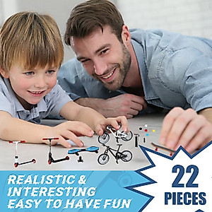 35 Pcs Mini Finger Toy Set, Finger Scooter/ Skateboards/Shoes/Bikes/ Tops/Pants/ Knee Pads, Tiny Swing Board, Mini Bike Wheels Toys for Party Favors