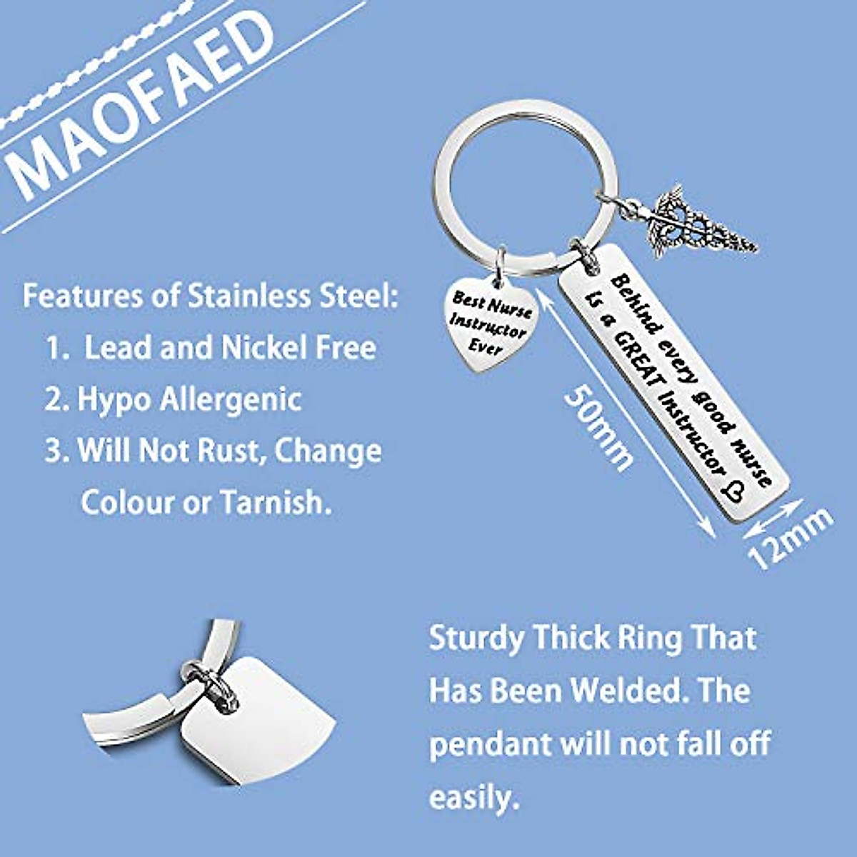 MAOFAED Best Nurse Instructor Ever Keychain (Nurse Instructor Keychain)