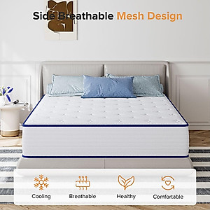 TXO King Size Mattress, 10 Inch Medium Firm Hybrid Mattress with Individual Pocketed Springs and Gel Memory Foam, Enhance Edge Support, Motion Isolation, Pressure Relief, King Mattress in a Box