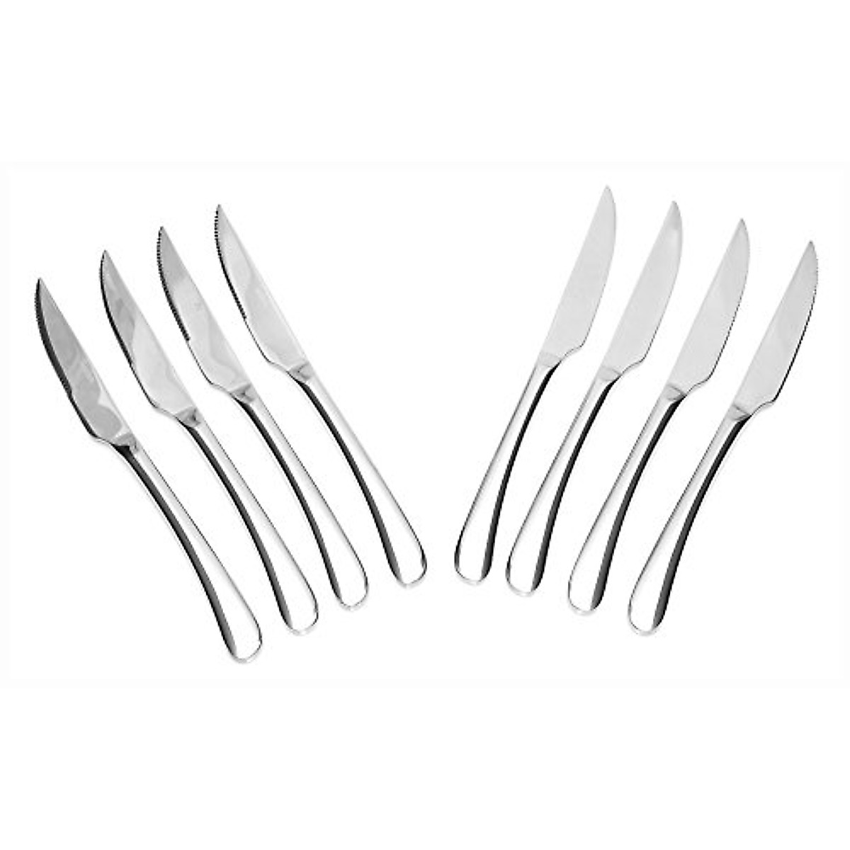 Bruntmor, ALBA Gourmet Stainless Steel 8-piece Steak Knife set with Full Tang Blades, Wooden Gift Box