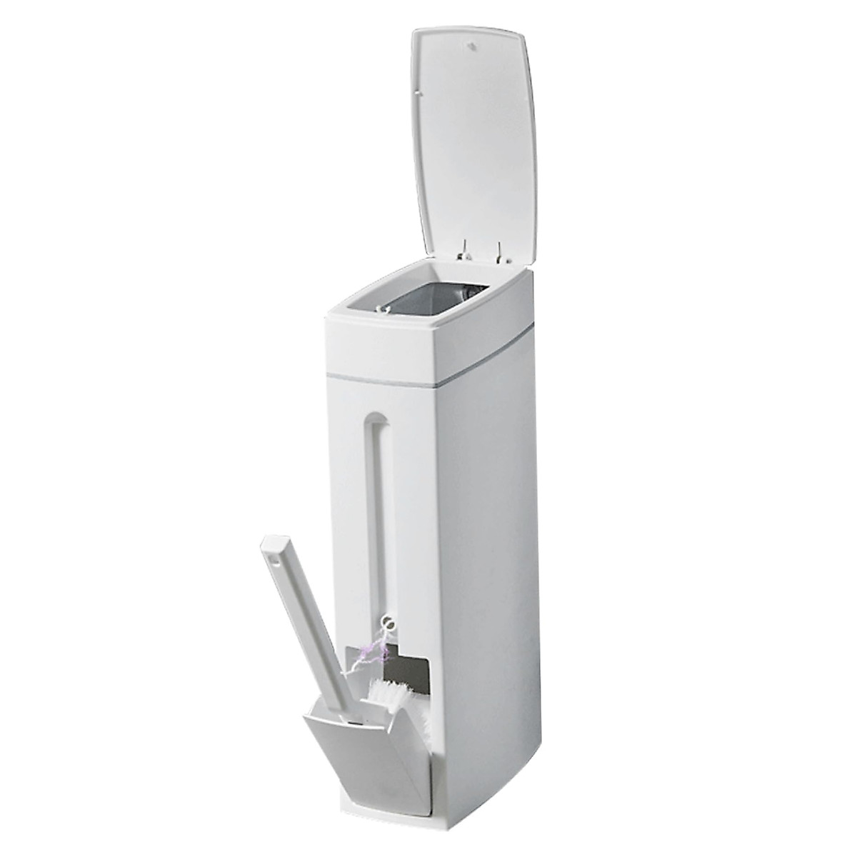 CurcKua Bathroom Trash Can Set Bathroom Garbage Can 16.5x8x4.3in 1.2-Gallon Slim Bathroom Bin with Toilet Brush Holder Press-Opening White Rectangular Toilet Trash Can for Toilet Kitchen Space Saving