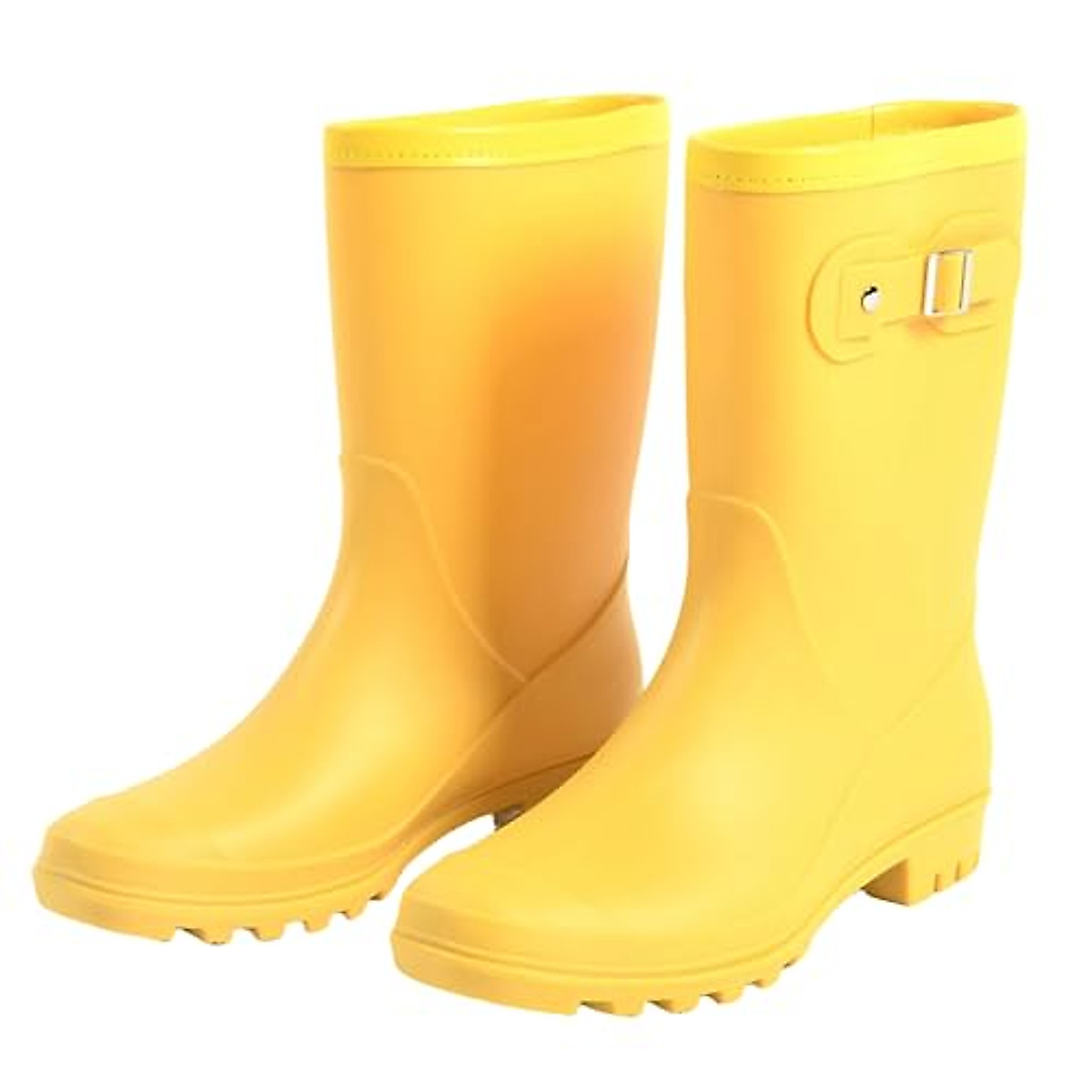 Fubotao Women's Mid Calf Rain Boots Waterproof Fashion Garden Shoes Anti-slipping Rainboots For Women Comfortable Insole Light Rain Shoes