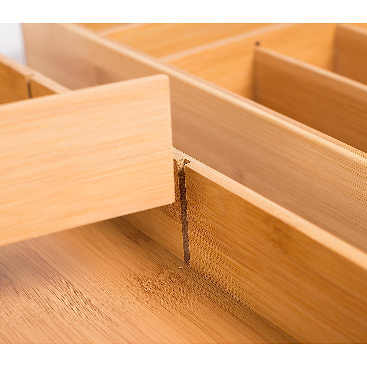 BirdRock Home 2 pc Bamboo Utility Drawer Organizer – Utensil Silverware – Spoon Knife Fork –18 Inch – Large – Natural Wood – Tray – Adjustable Kitchen Organization